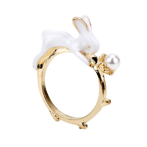 Jewelry | Gold Rabbit Ring With Pearl Accent | Poshmark